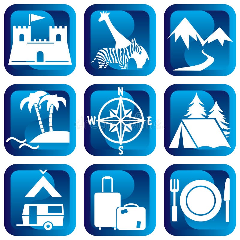 Icons travel stock vector. Illustration of dance, hiking - 10134554