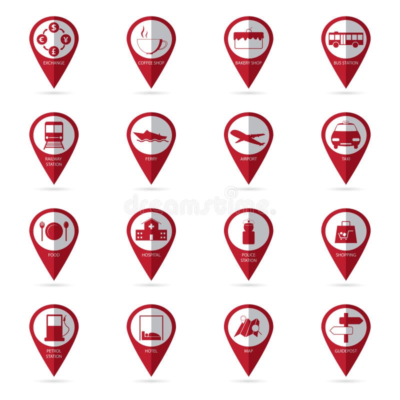 Travel Icons with Location Icon Stock Vector - Illustration of check ...
