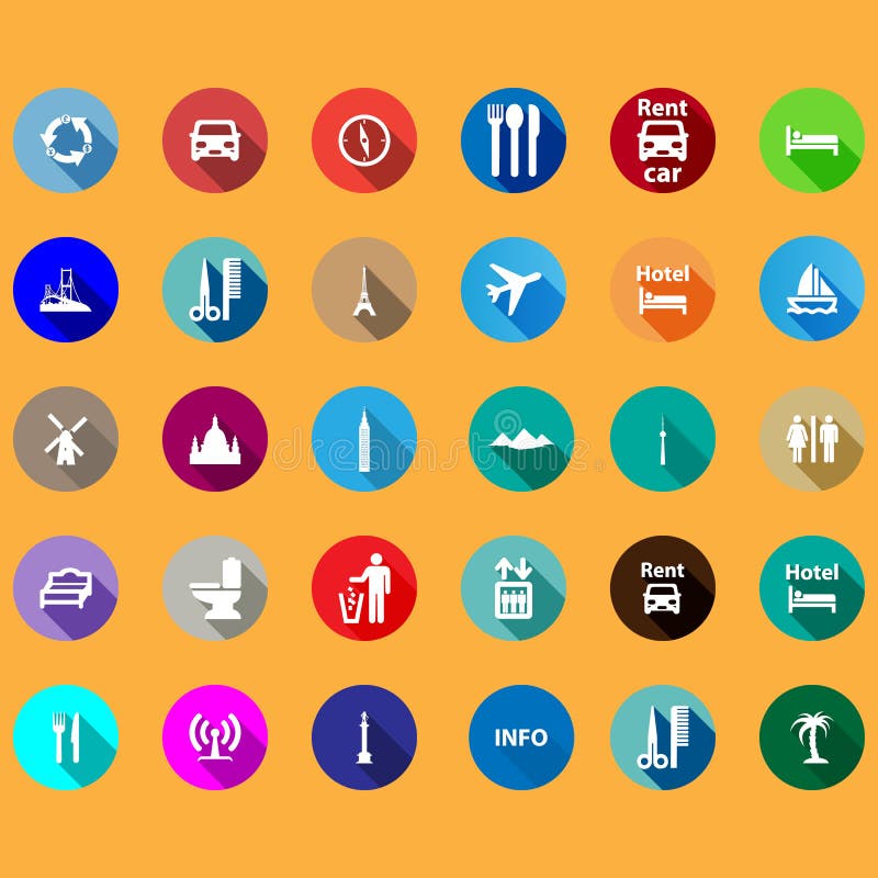 Travel Icons Set in a Flat Style Stock Vector - Illustration of ship ...
