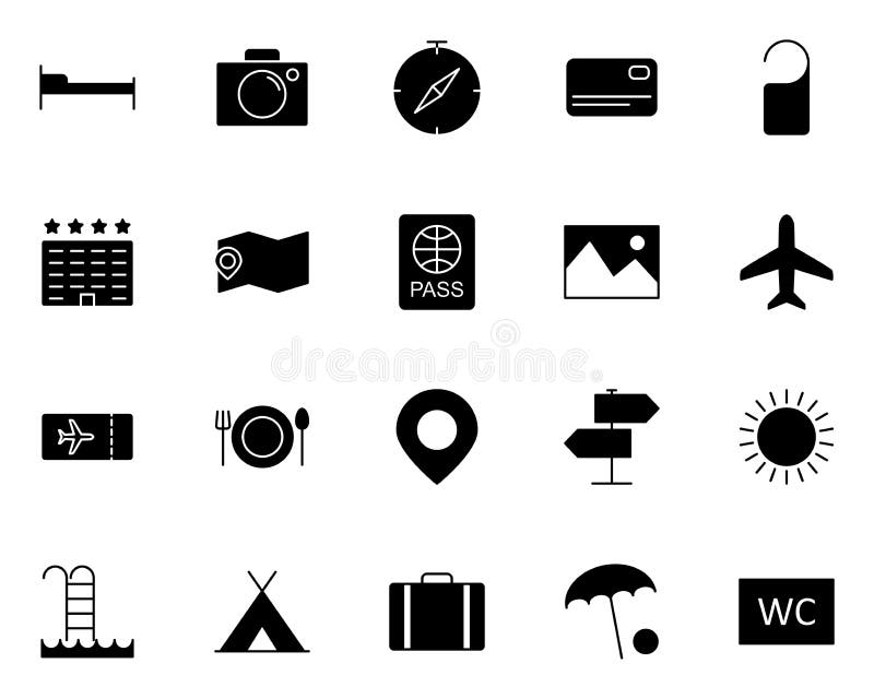 Travel Icons Set. Vector Simple Minimal 96x96 Pictogram Stock Vector ...