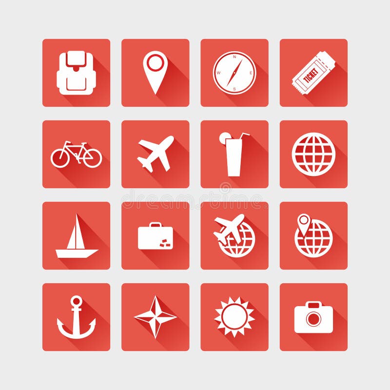 Travel Icons. Vector Flat Illustration. Stock Illustration ...