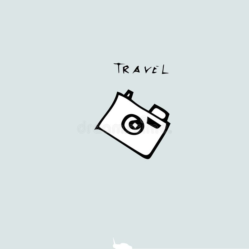 Travel Idea, Handwritten Text and Camera, Hand Drawn Template. Stock ...