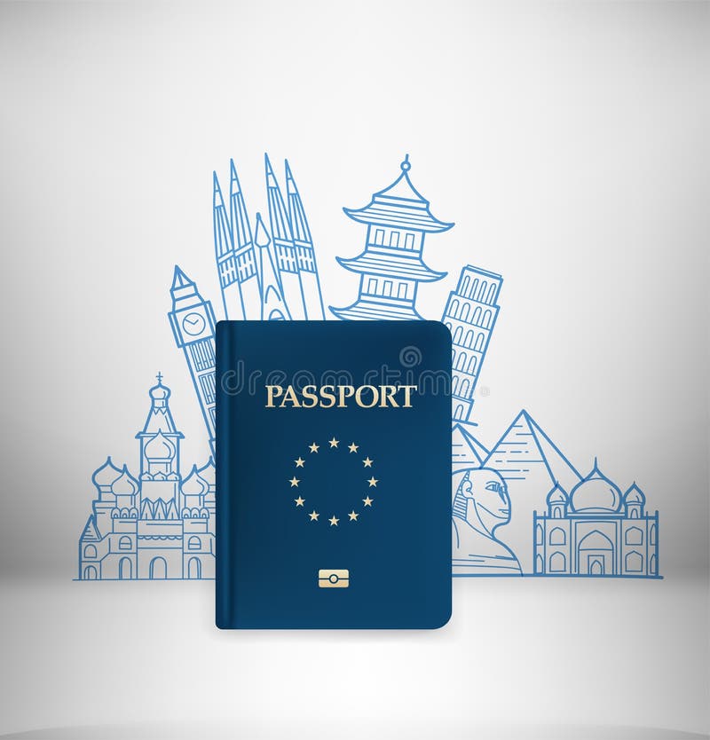 Blue Passport Background On White Background Vector Stock Illustration