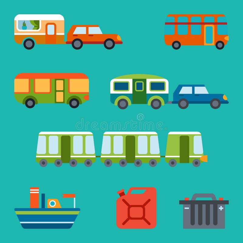 Travel Illustration With Different Types Of Transport Stock Vector ...
