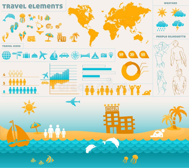 Infographics Elements with a Lighthouse Stock Vector - Illustration of ...