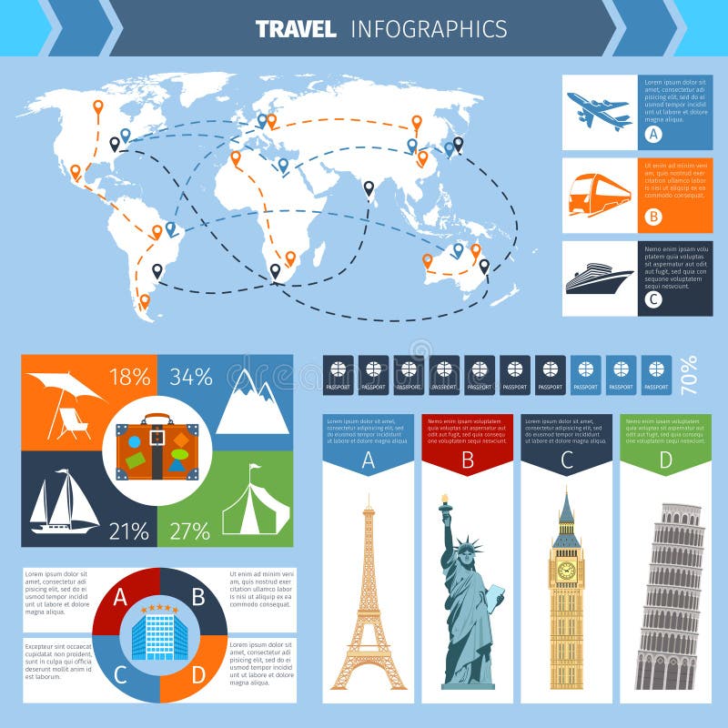 Travel Infographic Set stock vector. Illustration of airport - 210215338