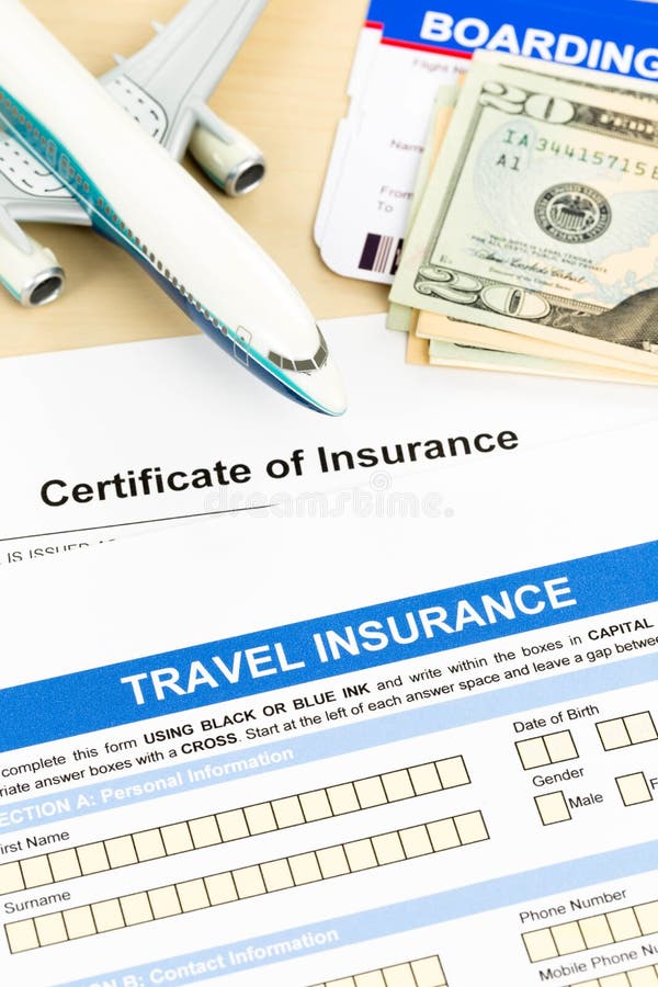 Travel Insurance Application Form with Plane Model Stock Photo - Image ...