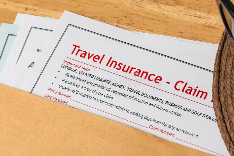 Travel Insurance Claim Application Form and Hat with Eyeglass on Stock ...