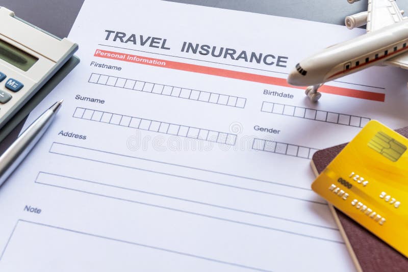 Travel Insurance Form with Model and Policy Document Stock Photo ...