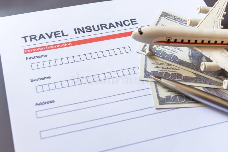 Travel Insurance Form with Model and Policy Document Stock Image ...
