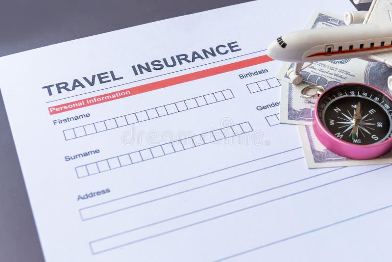 Travel Insurance Form with Model and Policy Document Stock Photo ...