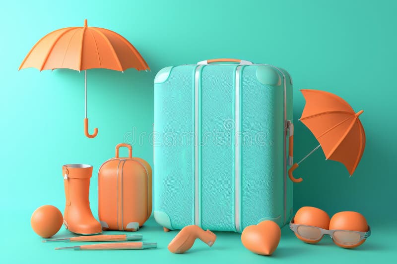 Travel Insurance Symbol is a Suitcase with Umbrellas Stock Illustration ...
