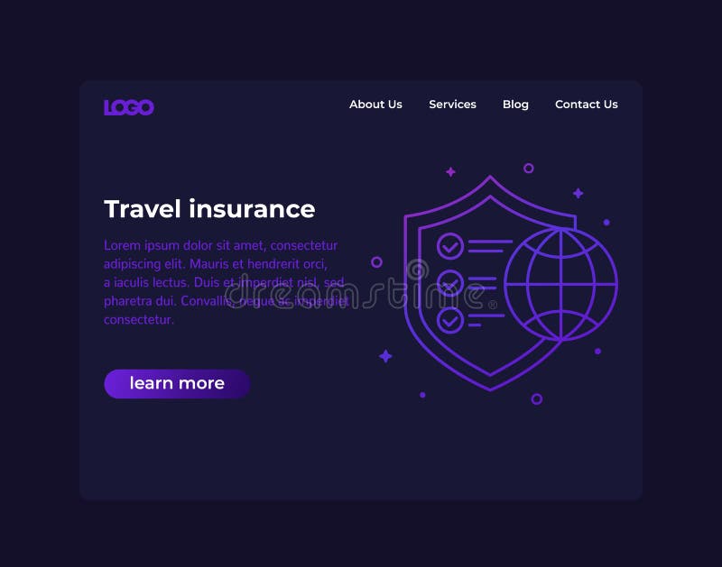 Travel Insurance, Website Design, Vector Template Stock Vector ...