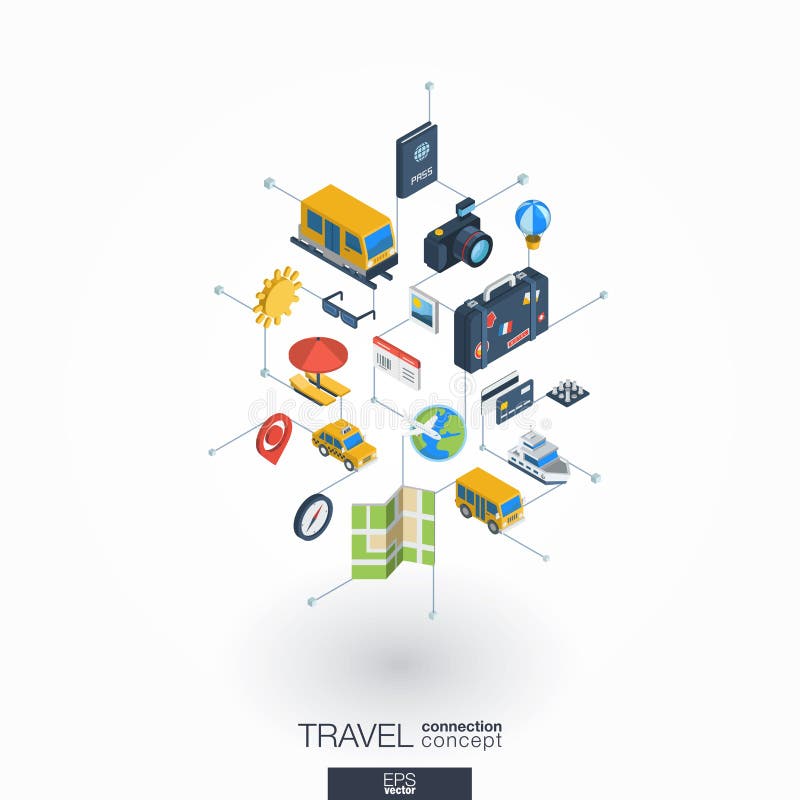 Travel Integrated 3d Web Icons. Digital Network Isometric Concept ...