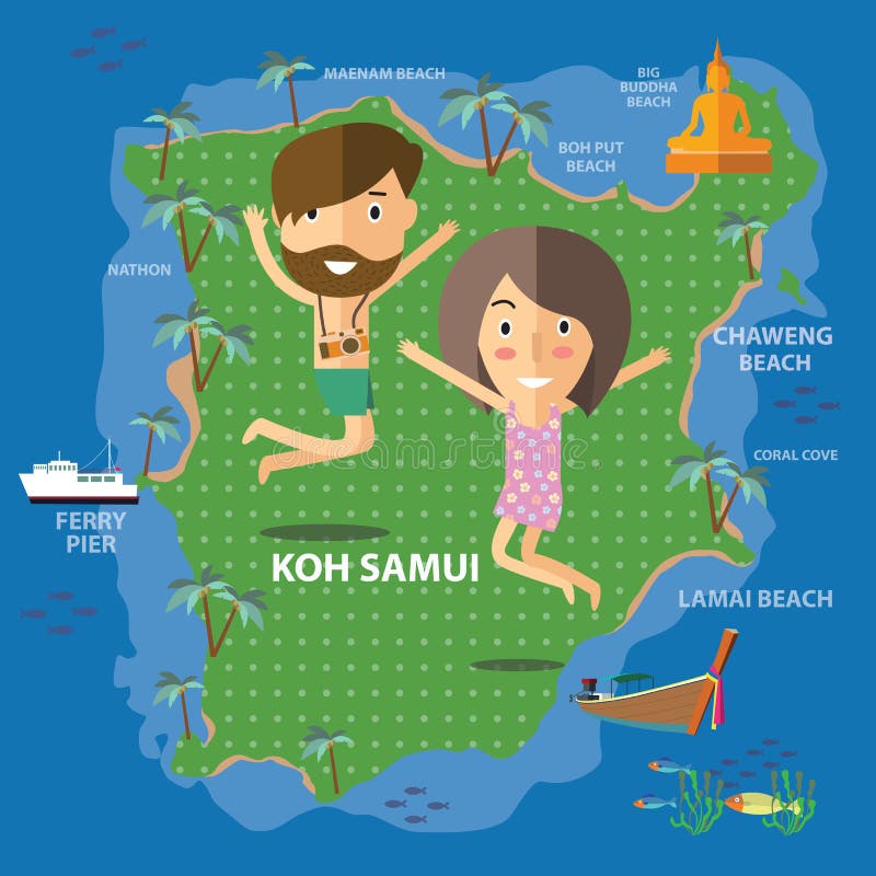 Map of Ko Samui. stock vector. Illustration of mesh - 225157800