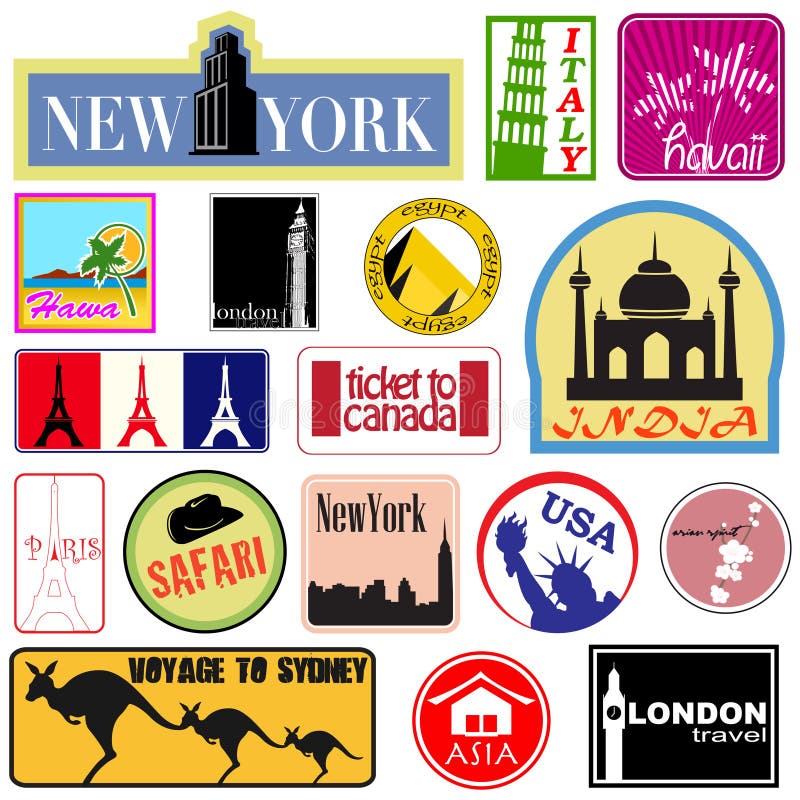 Travel label set stock vector. Illustration of london - 7493497