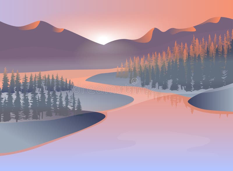 Abstract Sunset And Mountains