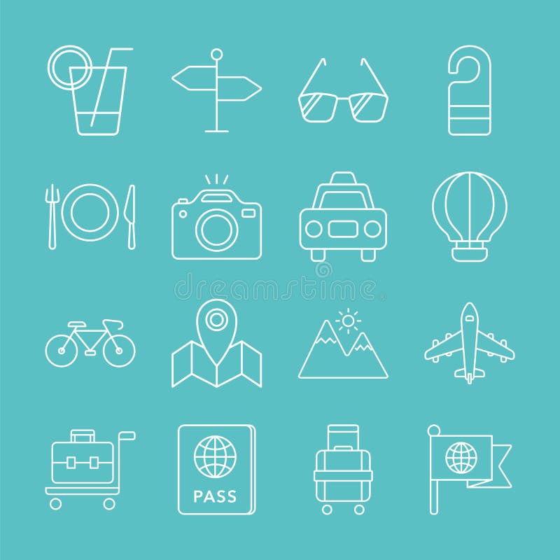 Travel line icon set stock vector. Illustration of technology - 51813480