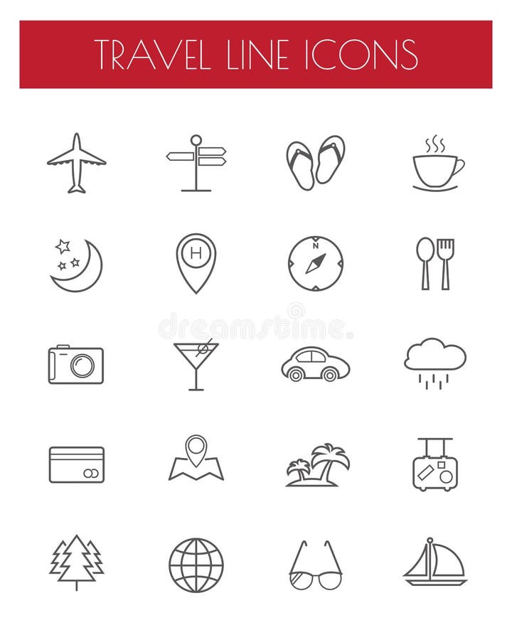 Travel line icons stock vector. Illustration of line - 53653854