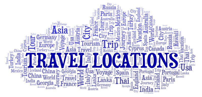 Travel Locations Word Cloud. Stock Illustration - Illustration of ...