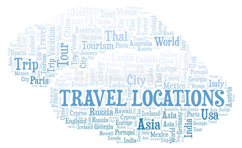 Travel Locations Word Cloud. Stock Illustration - Illustration of ...