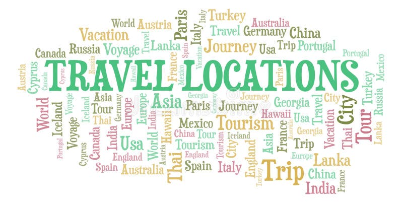 Travel Locations Word Cloud. Stock Illustration - Illustration of ...