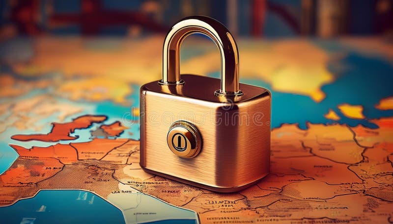 Travel Locker with Combination Padlock on Map for Overseas Holiday ...