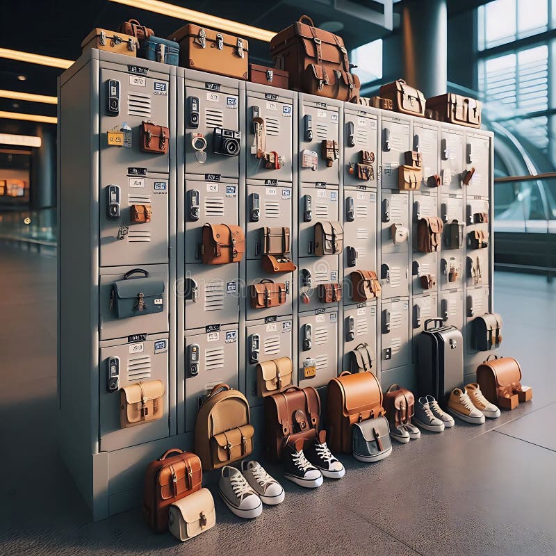 Travel Locker in a Floor Room Stock Photo - Image of belongings, secure ...
