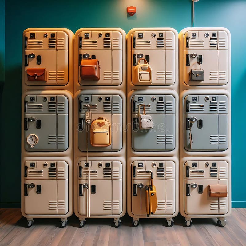 Travel Locker in a Floor Room Stock Image - Image of locker, luggage ...