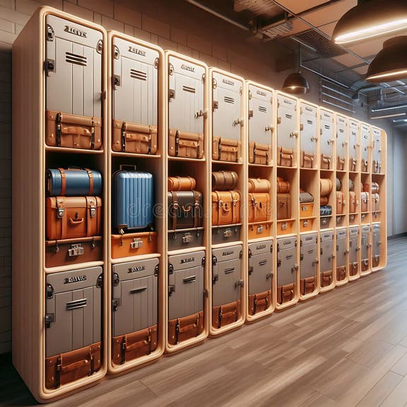 Travel Locker in a Floor Room Stock Photo - Image of hotel, facility ...