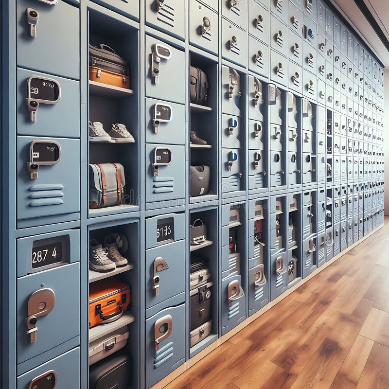Travel Locker in a Floor Room Stock Image - Image of travel, secure ...