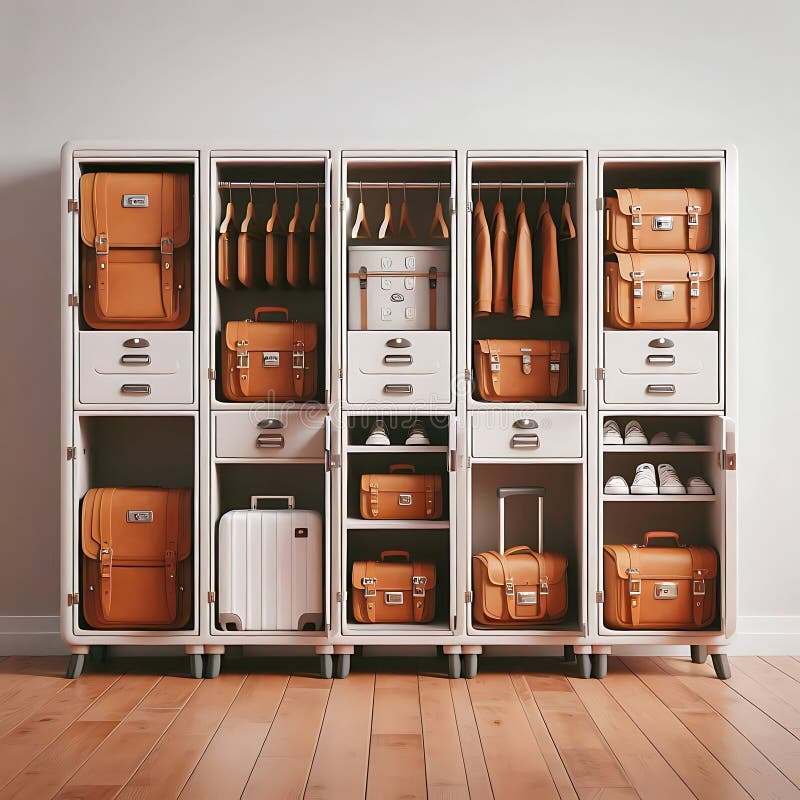 Travel Locker in a Floor Room Stock Photo - Image of luggage ...