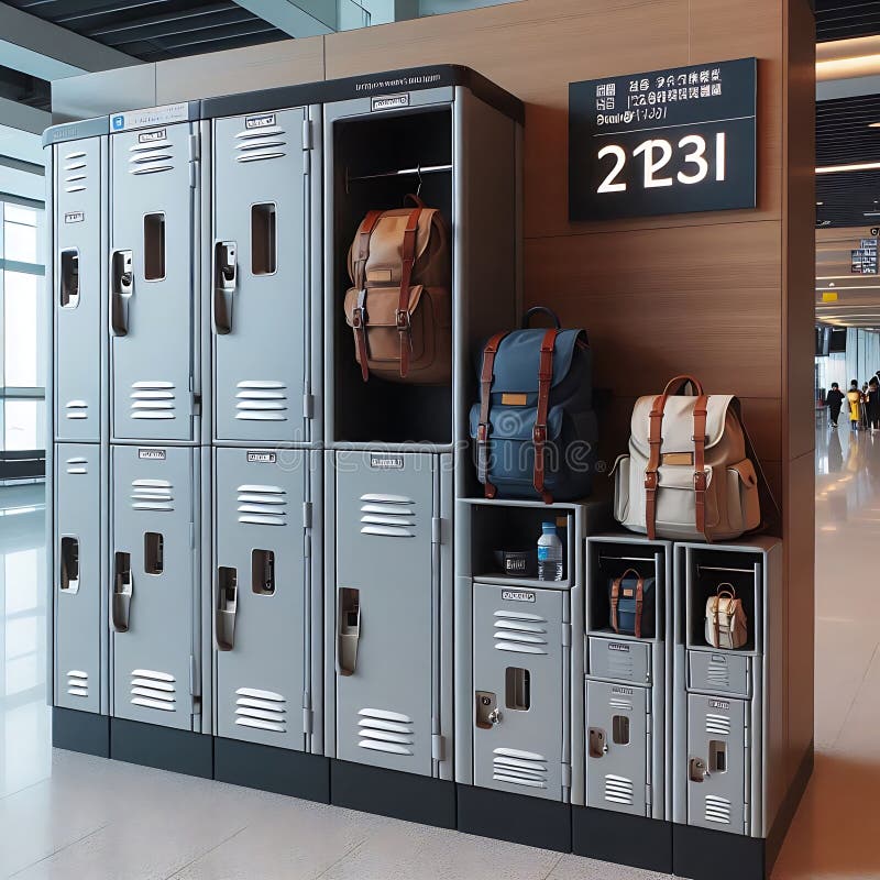 Travel Locker in a Floor Room Stock Photo - Image of essentials ...