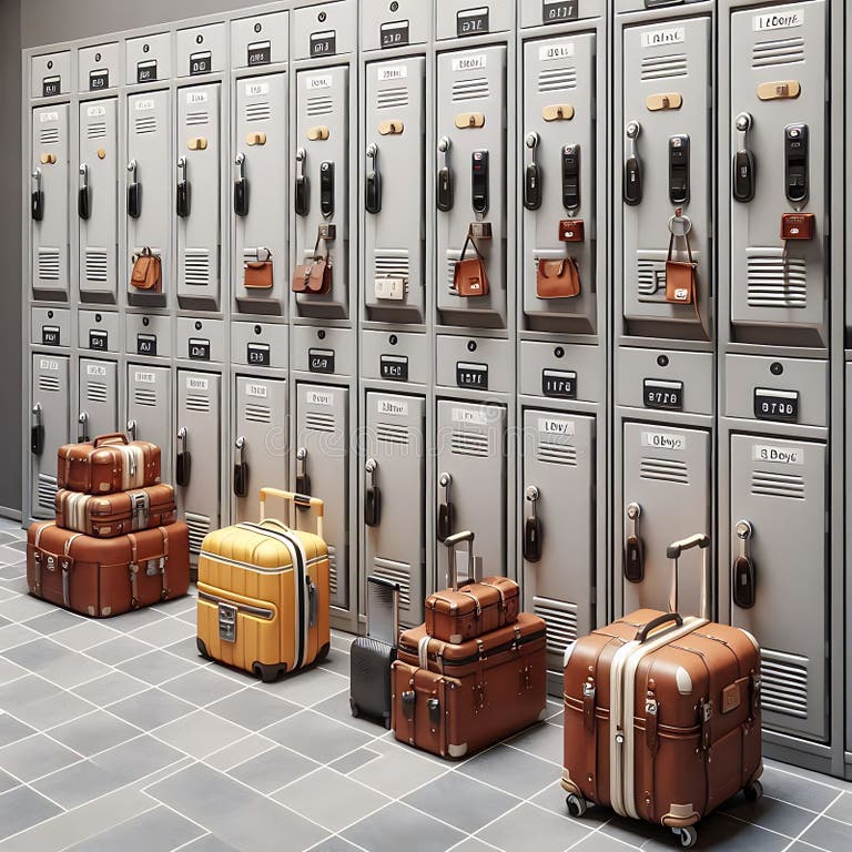 Travel Locker in a Floor Room Stock Image - Image of locker, storage ...
