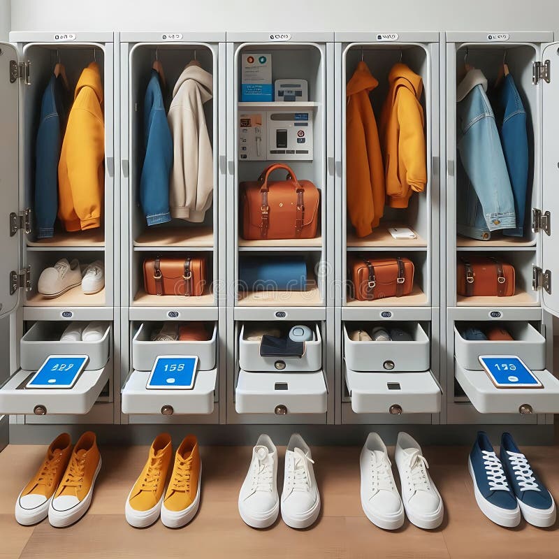Travel Locker in a Floor Room Stock Photo - Image of storage, security ...