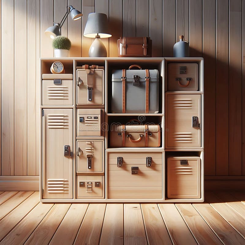 Travel Locker in a Floor Room Stock Image - Image of storage, security ...