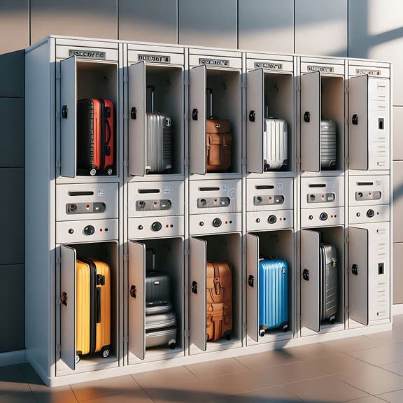 Travel Locker in a Floor Room Stock Image - Image of storage, luggage ...