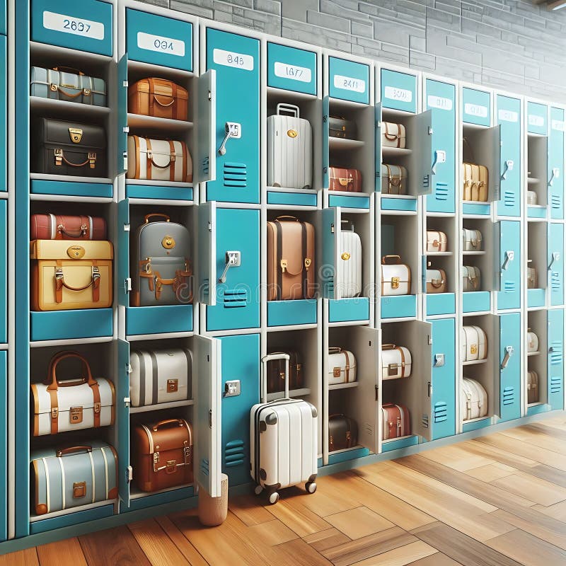 Travel Locker in a Floor Room Stock Photo - Image of valuables ...