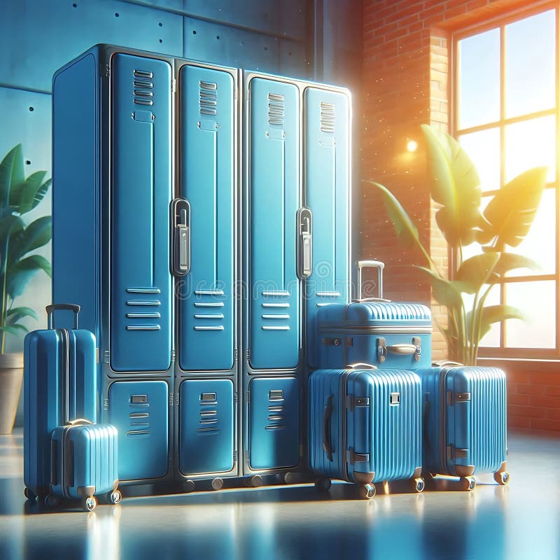 Travel Locker in a Floor Room Stock Image - Image of items, travelers ...