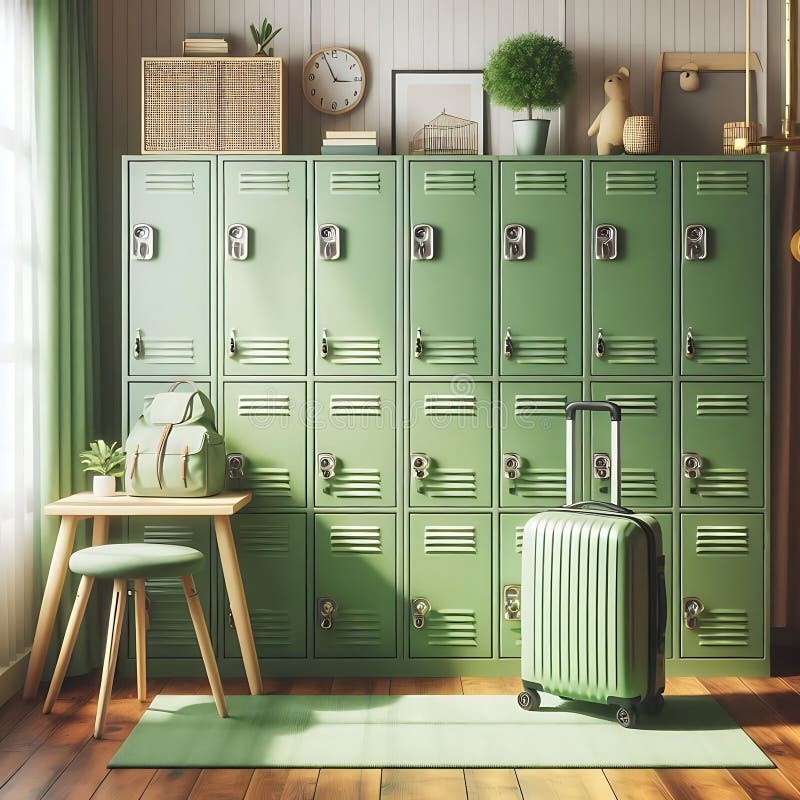 Travel Locker in a Floor Room Stock Photo - Image of essentials ...