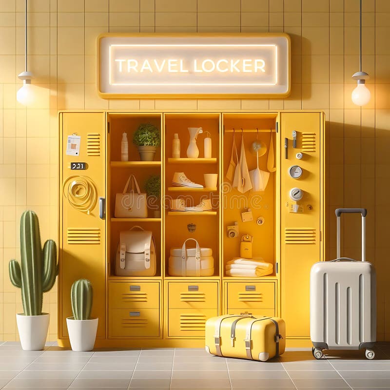 Travel Locker in a Floor Room Stock Photo - Image of travelers ...