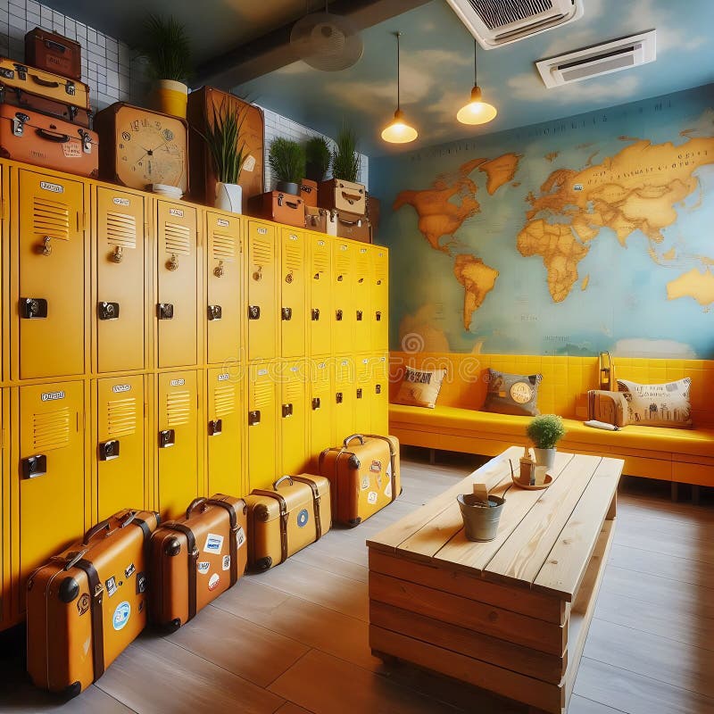 Travel Locker in a Floor Room Stock Photo - Image of travelers ...