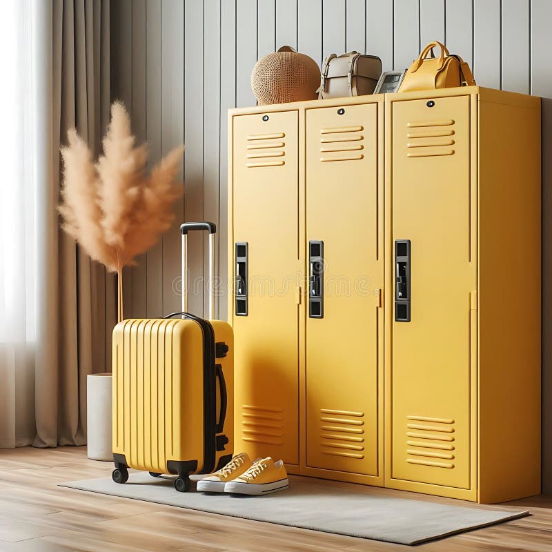 Travel Locker in a Floor Room Stock Photo - Image of guest, locker ...