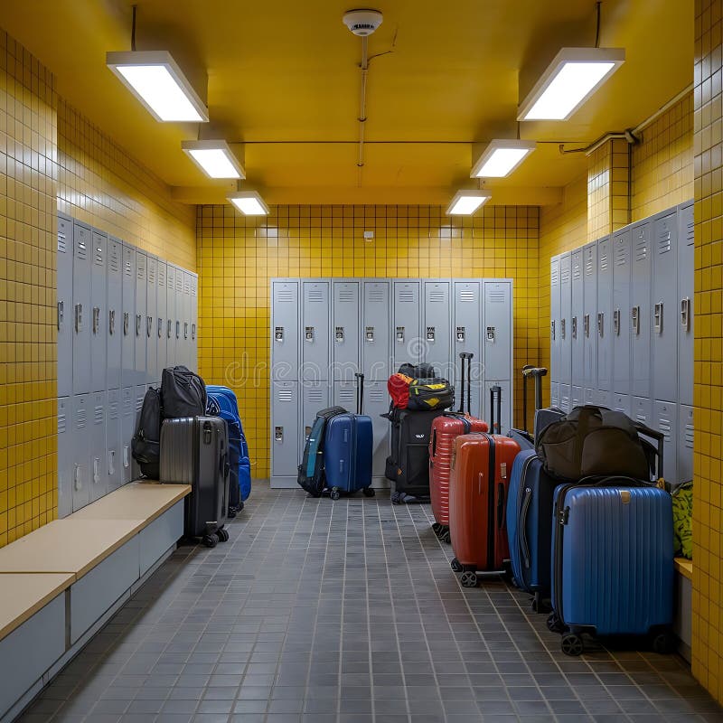 Travel Locker in a Floor Room Stock Photo - Image of facility, items ...