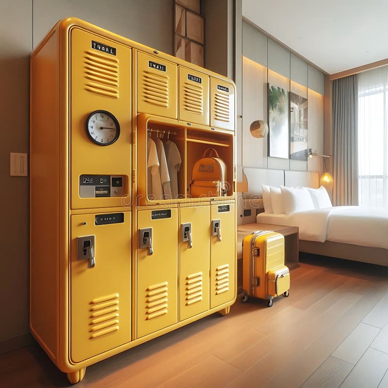 Travel Locker in a Floor Room Stock Photo - Image of personal, security ...