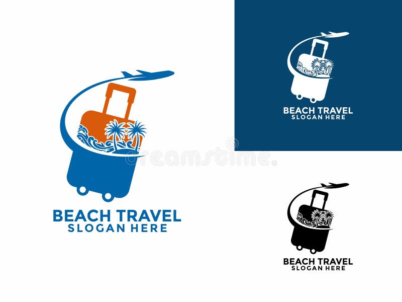 Travel Logo Icon Design Vector, Travel Beach with Travel Bag Logo ...
