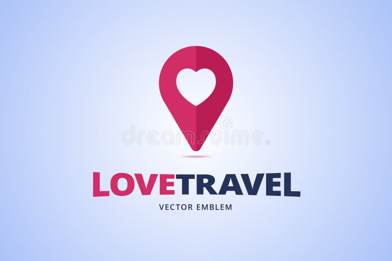Travel Logo with Map Pointer Sign and Heart. Stock Vector ...