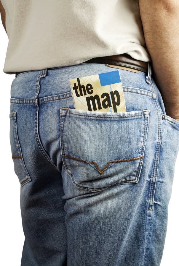 Travel map in back pocket stock image. Image of happy - 25064141