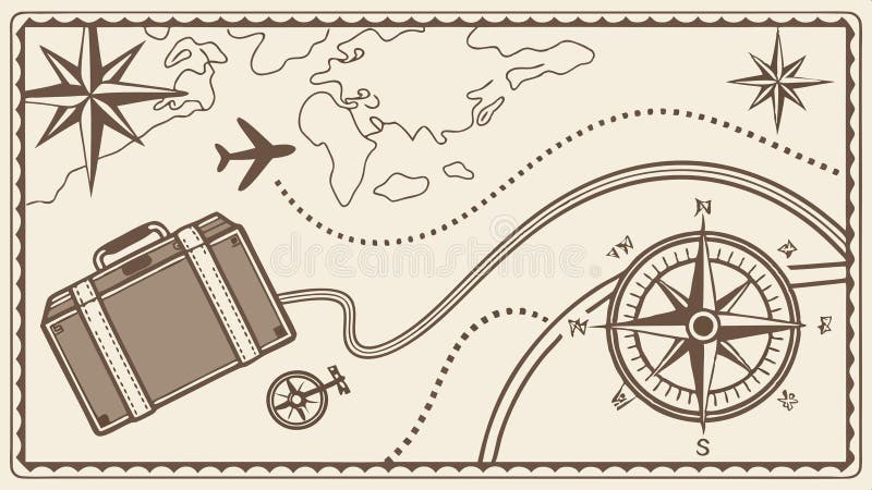 Travel Map Icon with Suitcase and Compass Vector Design Generative AI ...