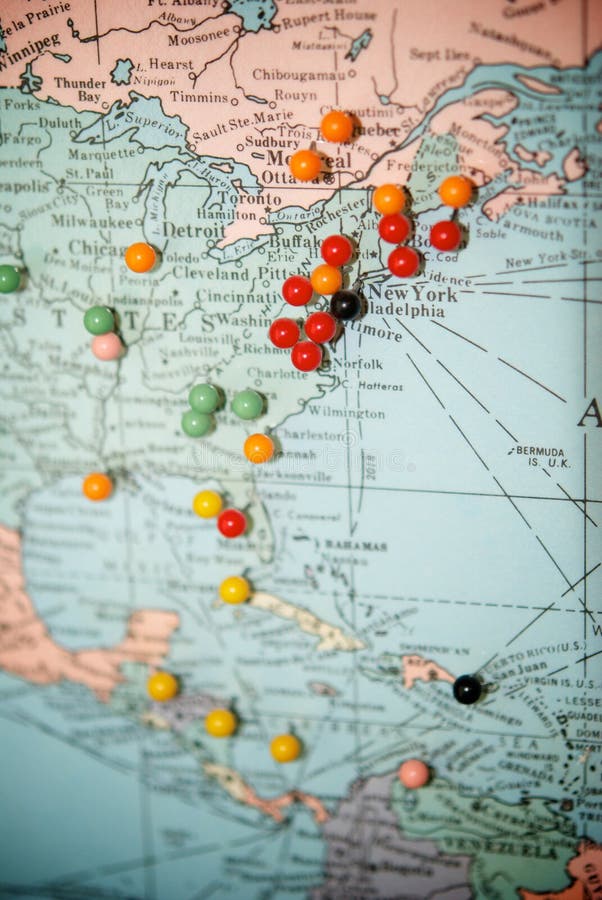 Travel Map with Push Pins stock photo. Image of york - 13692432 Travel Map with Push Pins stock photo. Image of york - 13692432